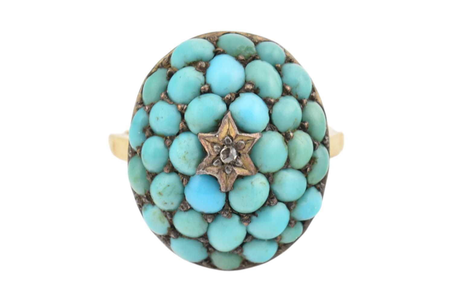 Lot 53 - 19TH CENTURY DIAMOND AND TURQUOISE BOMBE
