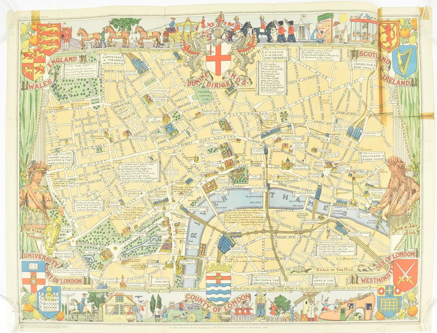 Lot 212 - LONDON. 1938 CHILDREN'S MAP OF LONDON BY